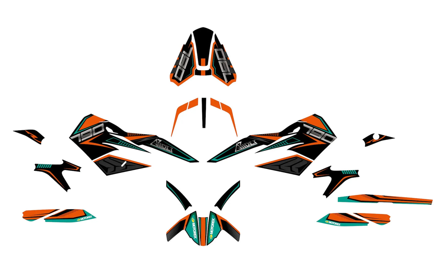 Graphics Kit suitable for KTM Duke 790 - Motorex Edition – Arider